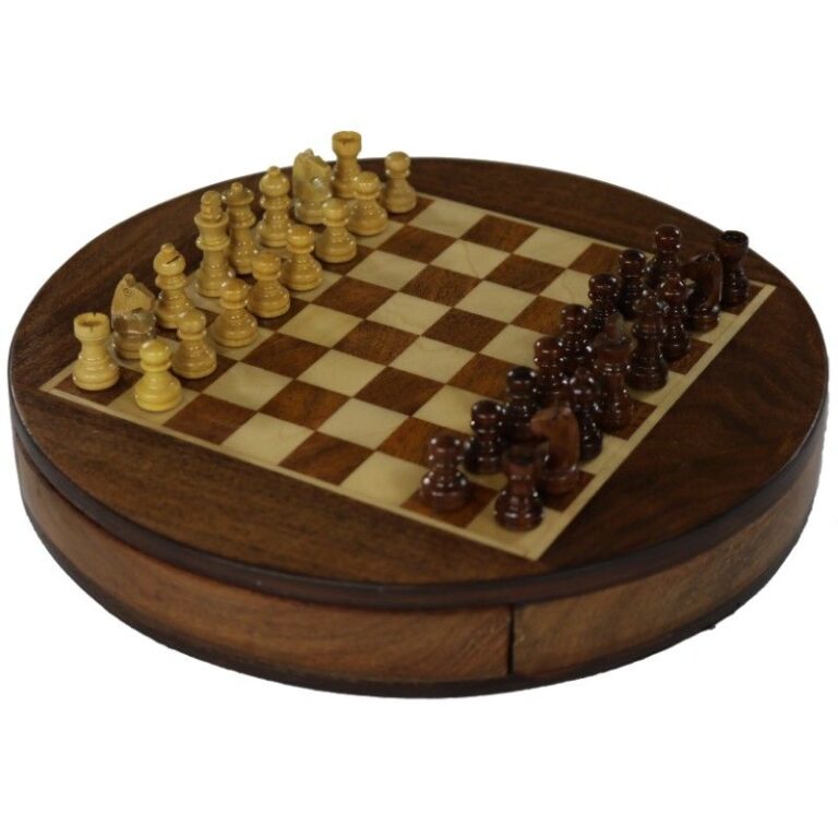 Chess Set - Beyton Magnetic Round - Acacia - 30cm (Royal Oak) - Mind Games