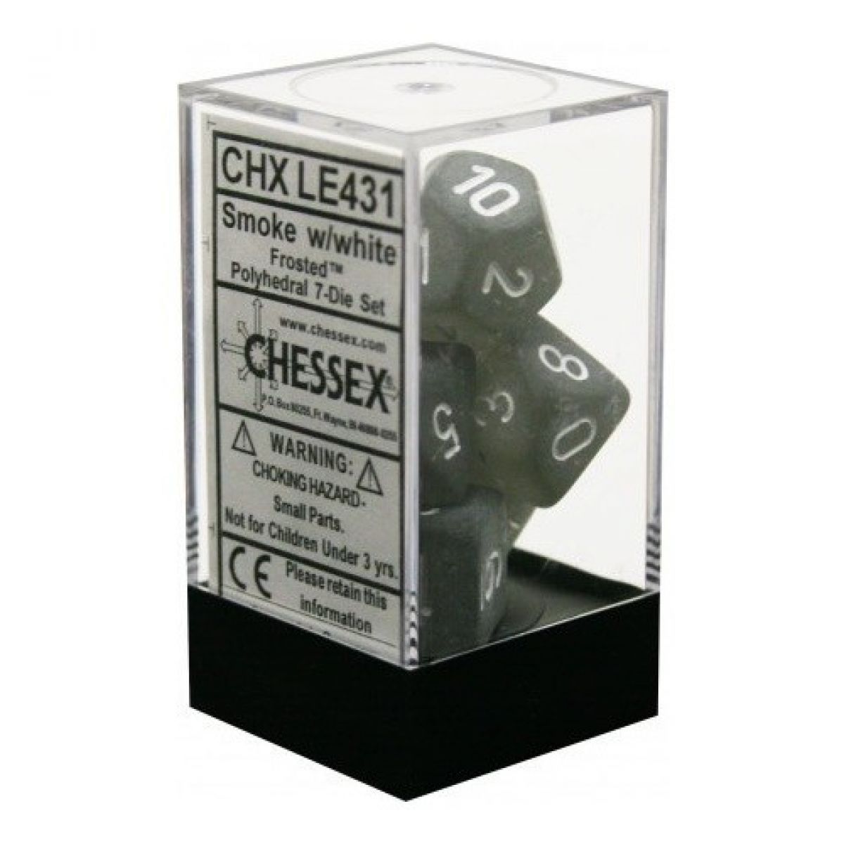 Dice Set - 4-20 - Frosted Smoke w/White - Mind Games