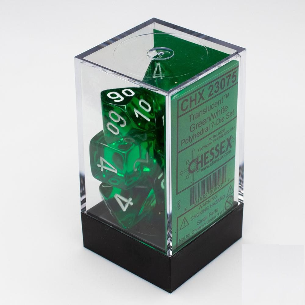 Dice Set - 4-20 - Translucent Green w/White - Mind Games