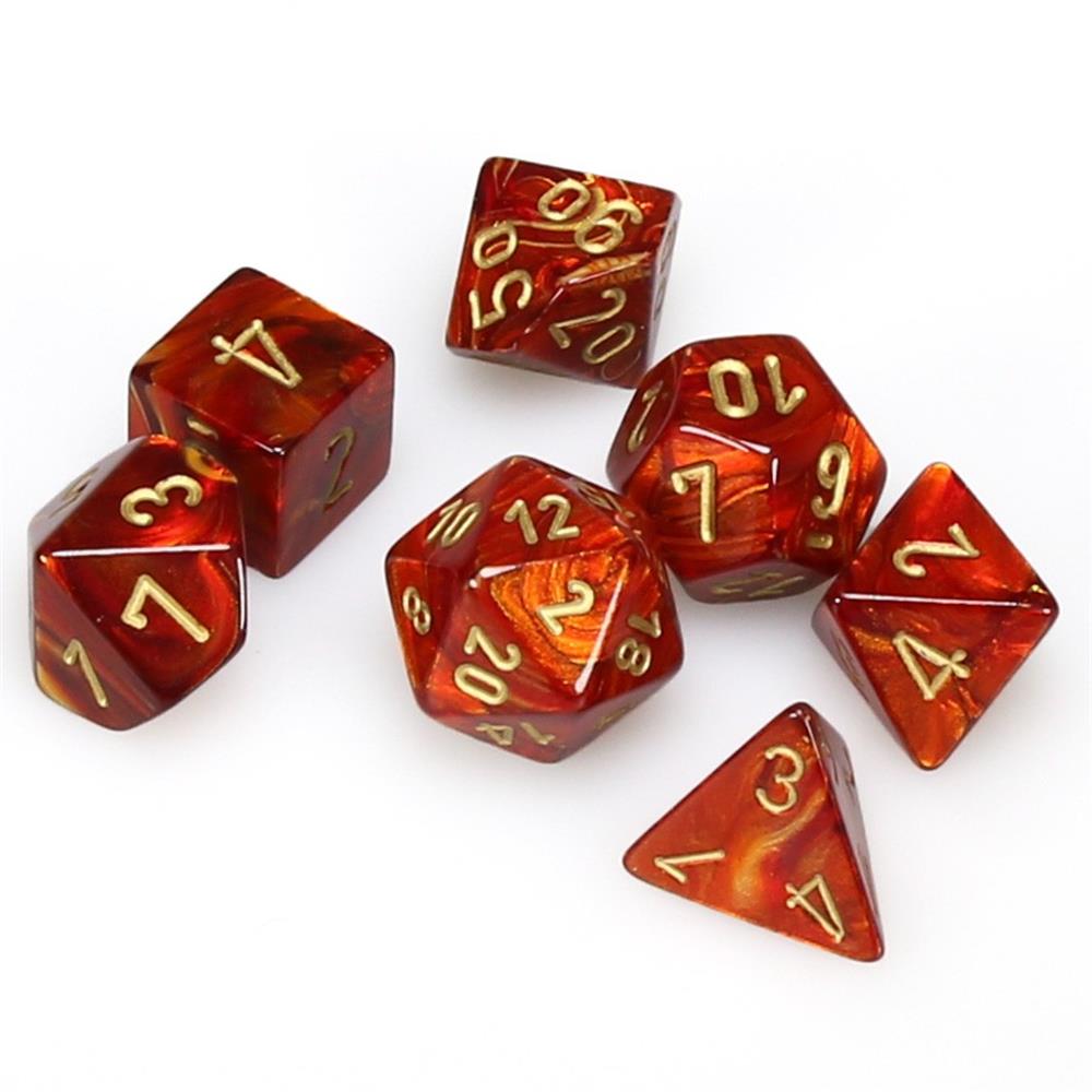 Dice Set - 4-20 - Scarab Scarlet w/Gold - Mind Games