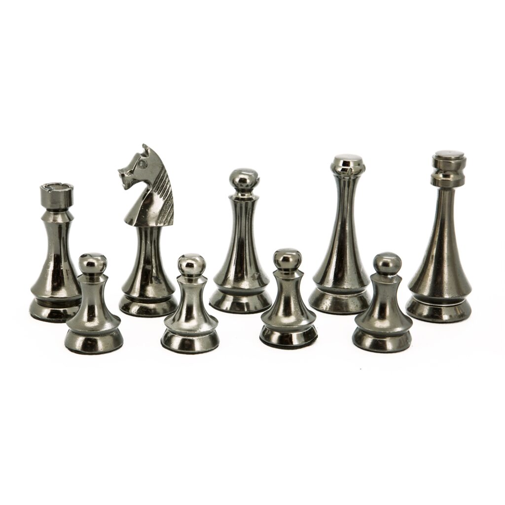 Chess Men - Dark Titanium & Silver - 85mm - Mind Games