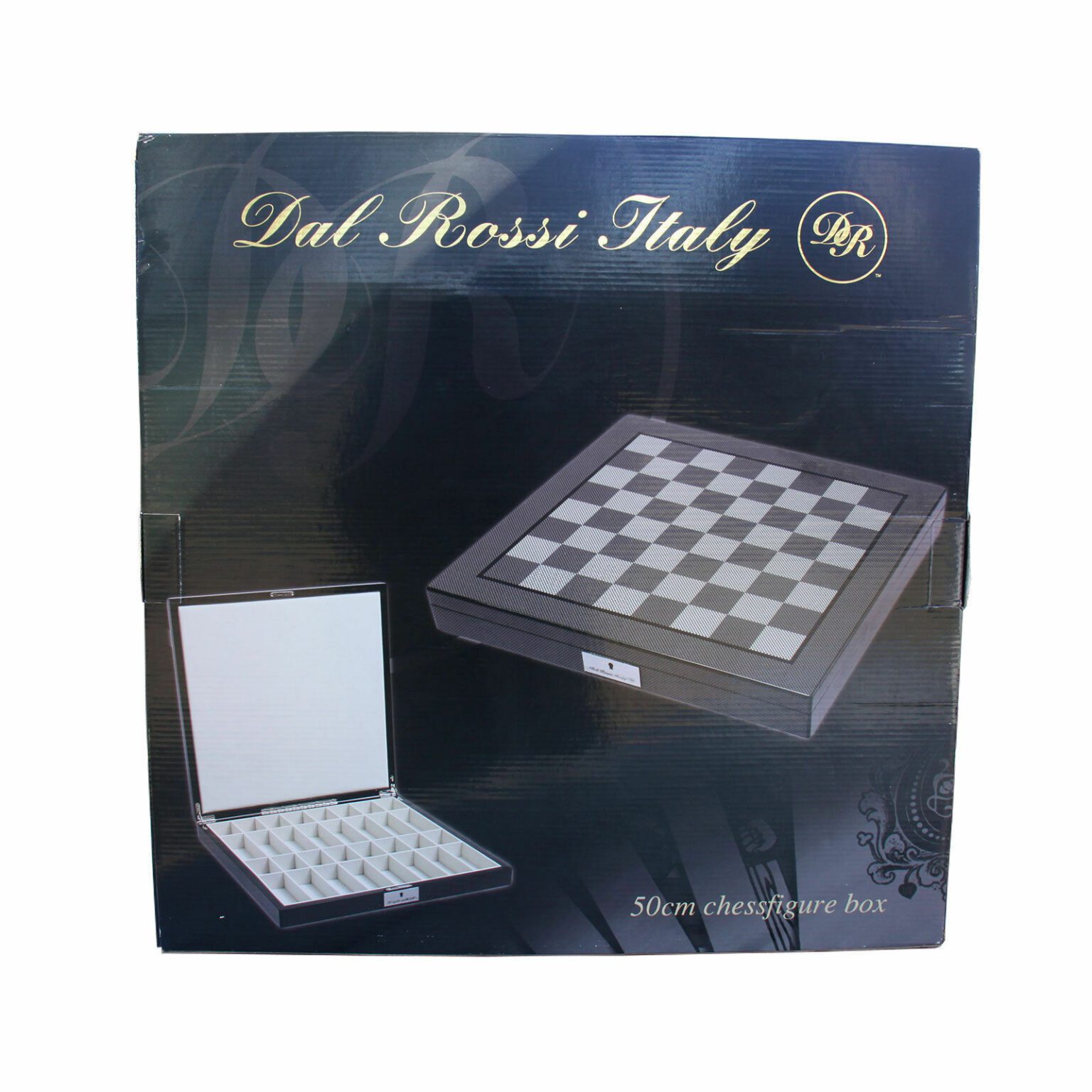 Chess Board - Box - 50cm (20in) - Black and Carbon Fibre - Mind Games