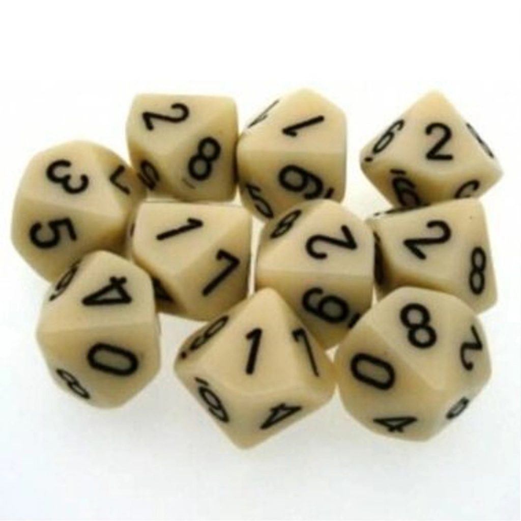 Dise Set - 10-10 - Opaque Ivory w/Black - Mind Games